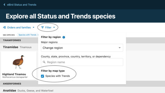 Trends maps - eBird