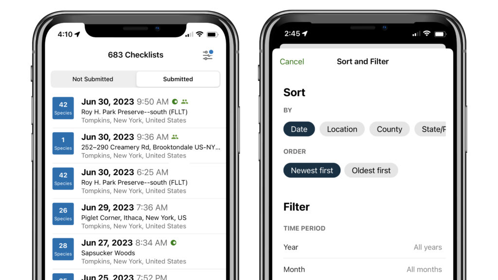 View and Edit More Checklists in eBird Mobile - eBird