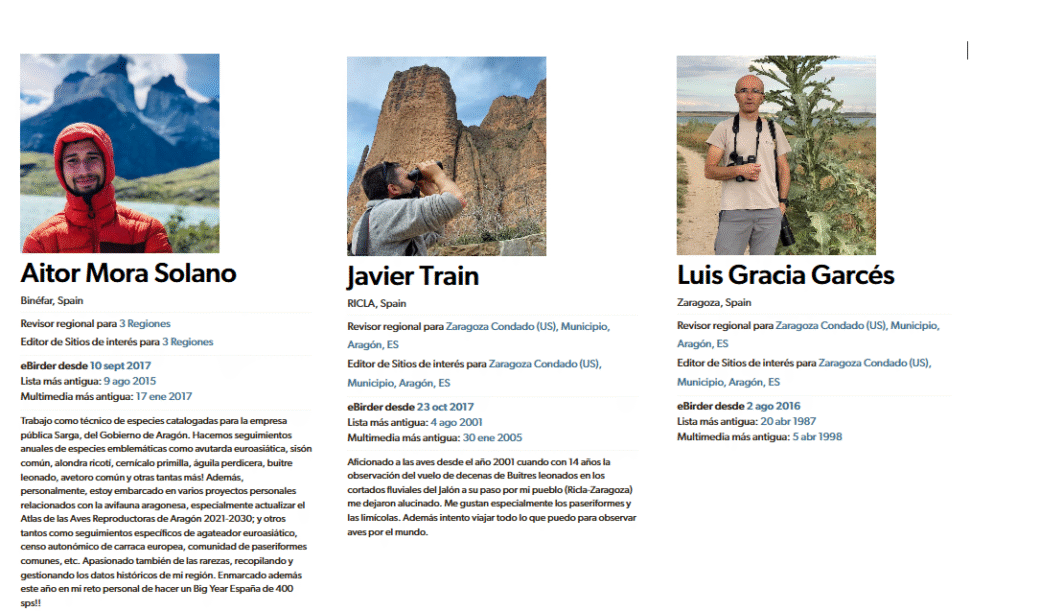Zaragoza, equipo de revisión - eBird Spain