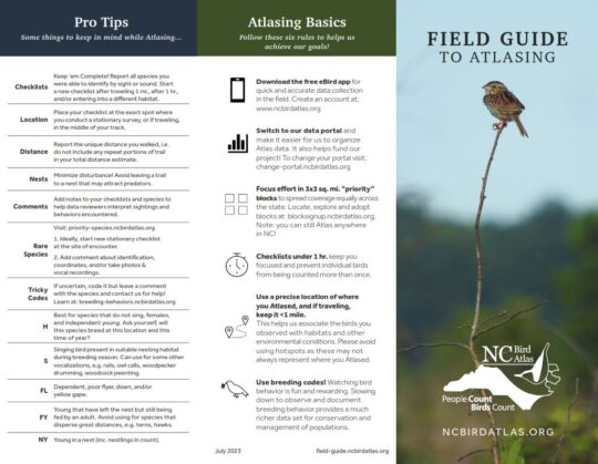 Field Guide to Atlasing - North Carolina Bird Atlas